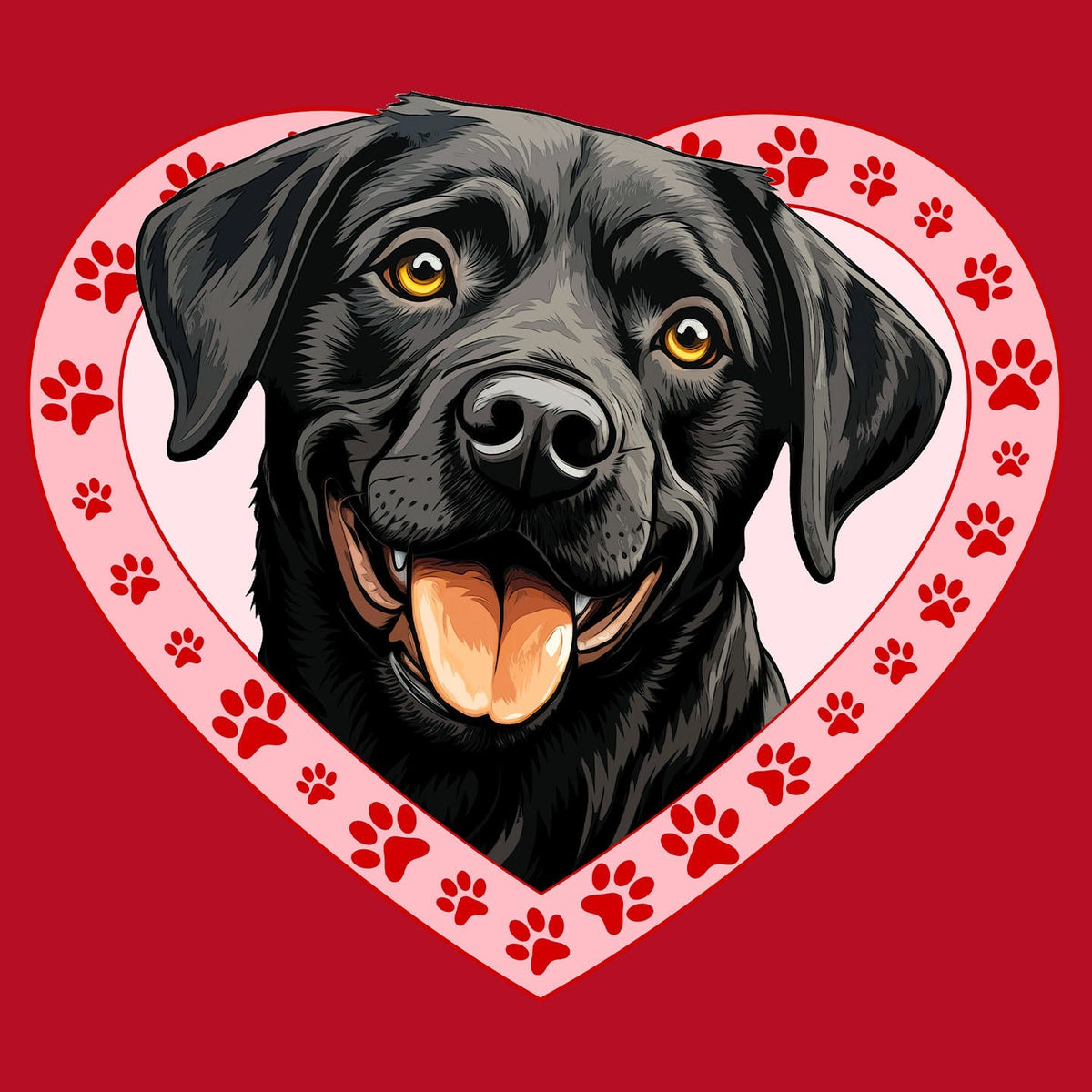 Labrador Retriever (Black) Illustration In Heart - Women's V-Neck T-Sh ...